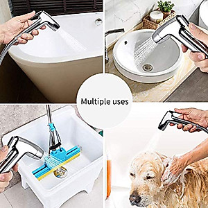 Handheld Bidet Sprayer Toilet Bathroom with Wall Bracket Hose Set, Closestool, Squatting Pan, Water Flower, Floor Cleaning Cloth Diaper for Bathroom Hygiene 3 Set (Note: linker not Included)