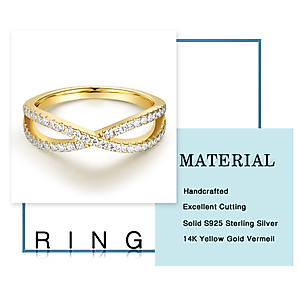 MOOSEA Infinity Moissanite Rings for Women, D Color VVS1 Clarity Lab Created Diamond Anniversary Rings 14K Yellow Gold Vermeil Moissanite Wedding Band for Women Jewelry Gifts