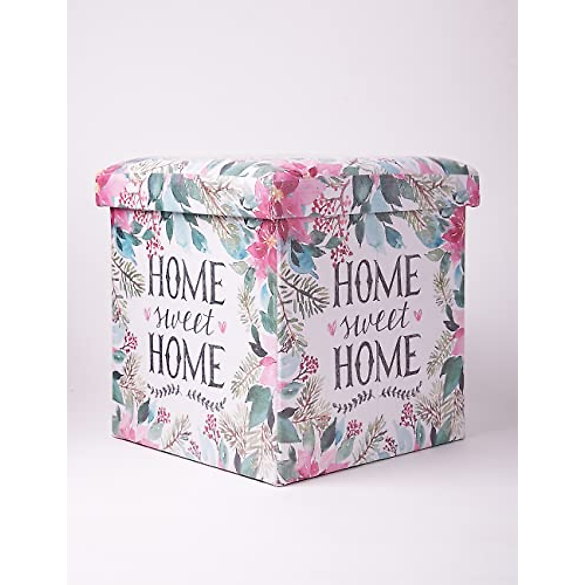 HONCOEN Folding Ottoman Footrest Keepsake Box Modern Decor Gifts Home Statue Sculpture Leather Footstool Arts Crafts 13x13inch