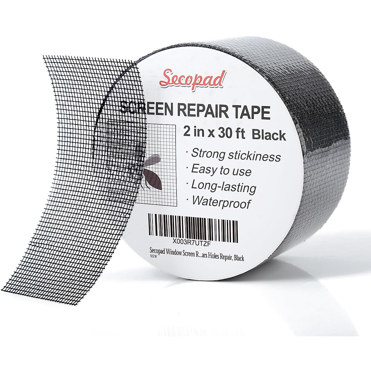 Secopad Black Window Screen Repair Tape, 2 in X 30 FT (360IN) Screen Repair Kit for Windows or Doors, Strong Adhesive Screen Patch Fiberglass Screen Tape Mesh Repair