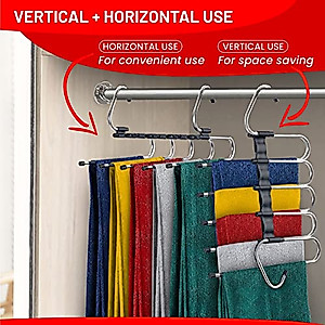 [Upgrade] Pant Organizer for Closet (2 PK) Multi-Functional Pants Rack with Stopper Horizontal/Versatile Collapsible Pants Hangers for Closet Pants Hangers Space Saving