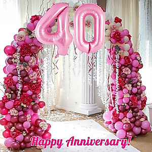 Pink Number 4 Balloon 40 Inch, Big Large Foil Helium Number Balloons, Jumbo Giant Mylar Number 4 Balloons for 4 Year Old Birthday Party Decorations Supplies Anniversary Celebration