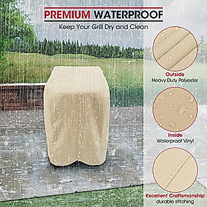 Unicook 2 Burner Grill Cover 32 Inch, Heavy Duty Waterproof Small BBQ Grill Cover, Outdoor Barbecue Cover, Compatible with Weber Char-Broil NexGrill Grills with Collapsed Side Tables, Desert Sand