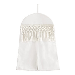 Sweet Jojo Designs Ivory Gender Neutral Bohemian Boho Baby Girl Boy Nursery Crib Bedding Set Solid Color Beige Cream Off White Chic Unisex Farmhouse Minimalist Macrame Trim Tassel Fringe Cotton - 4pc