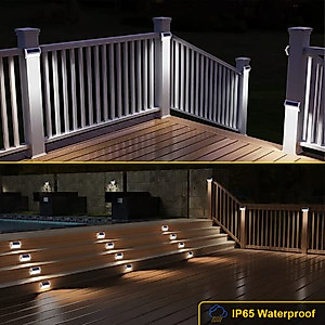 ROSHWEY Solar Fence Lights Outdoor Waterproof, 8 PCS Solar Deck Step Lamps Stainless Steel Bright 30 LED Railing Post Lights Weatherproof White Lighting for Fences Decks Steps Stairs Patio Garden