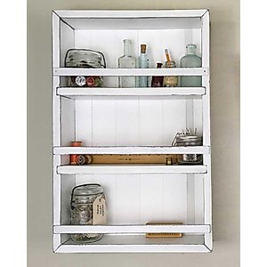 Mansfield Cabinet No. 102 - Solid Wood Spice Rack Cabinet White Wash/Farmhouse Red