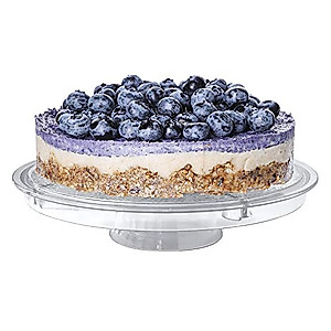 Lillian Tablesettings Cake Stand with Dome Cover, 6-in-1 Multi-Purpose Use, Serving Platter, Punch Bowl, Desert Platter and More, BPA Free, Clear (60220)