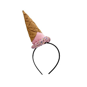 Nicky Bigs Novelties Unisex Adult Food Vendor Ice Cream Cone Mini Hat on Headband Parlor Costume Party Supplies
