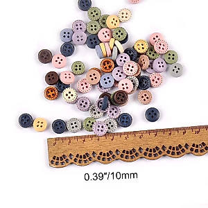 LKXHarleya 100pcs 10mm Colorful Wooden Buttons for Handmade DIY Crafts Clothing Sewing, Brown