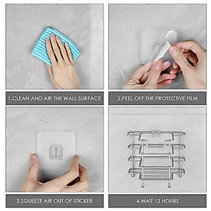 Shower Caddy Adhesive Replacement, Multipurpose Shelf Organizer Hook, Removable Mounting Squares Clear Sticky Pad Tape for Wall (20Pack)
