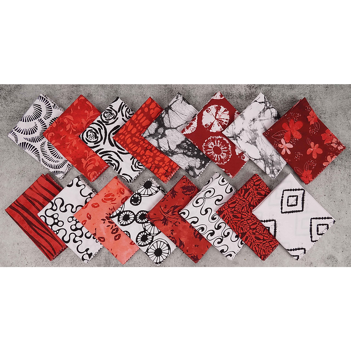 Soimoi 16 Pc Fat Quarter Bundle, Batik Print 18"x 22" DIY Patchwork- 100% Cotton Pre-Cut Quilting Fabric Red,White,Black