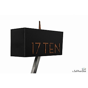 Contemporary Post Mount Mailbox/Aluminum Black Body and Aluminum Red Oak Door and Numbers, Custom Mailbox, Letterbox, Mailnest Type 4