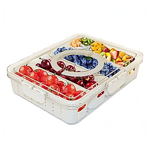 Fruit Storage Containers for Fridge with Removable Colander, Airtight Food Storage Containers with Lids, Plastic Divided Fresh Produce Saver for Vegetable Fruit Lettuce Meat Fish Salad Freezer Safe