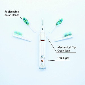 JEKLO UVC Sanitizer Toothbrush, Battery Powered, Adult, Rechargeable, Soft Bristles, UVC Light Activation, Portable
