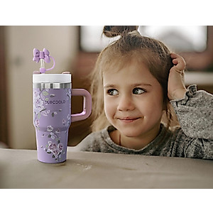 DLOCCOLD 16 Oz Tumbler with Handle & Straw, Stainless Steel Double Wall Insulated Tumbler with Lid, Reusable Cup for Kid, Travel Coffee Mug Cupholder Friendly Gift