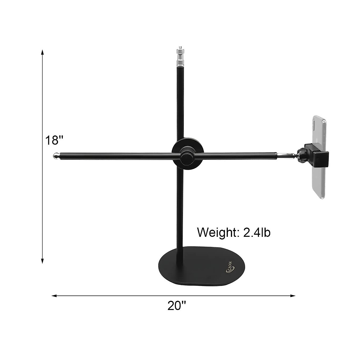 CAOGE Overhead Phone Stand, Live Stand, Adjustable Tabletop Phone Mount, Phone Holder Mount 360° Rotation, Long Arm Bracket for Filming, Tiktok, Crafting, Baking, Drawings, Cooking and Recording