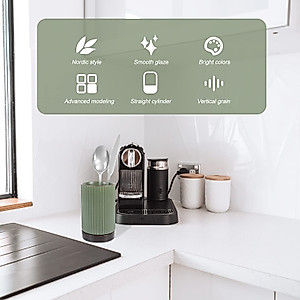 Angoily Silverware Holder Utensil Kitchen Utensil Holder Ceramic Utensil Caddy Chopsticks Cutlery Silverware Storage Organizer for Farmhouse Kitchen Countertop Ceramic Utensil Holder