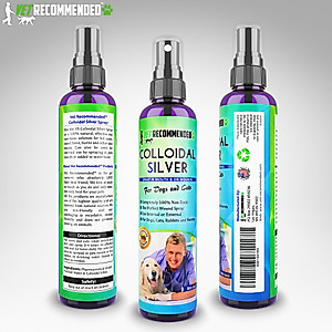 Vet Recommended - Colloidal Silver for Dogs & Cats - (4oz/120ml) - Colloidal Silver Spray That Works as Natural Hot Spot Solution - Made in USA