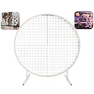 LANGXUN 5ft White Metal Round Balloon Arch kit, White Circle Mesh Arch Stand for Wedding Decorations, Birthday Party Decorations, Baby Shower Decorations, Graduation Party, Photo Backdrop Decoration