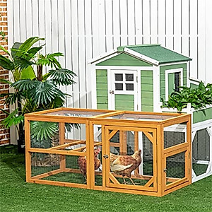ZSEDP 55" Wooden Chicken Cages, Large Chicken Run with Combinable Design, Poultry Pen, Orange