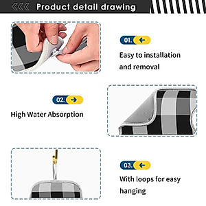 White and Black Buffalo Plaid Faucet Water Catcher Mat 2 Pack Classic Buffalo Check Drying Mat Absorbent Bathroom Faucet Handle Drip Catcher Tray Bar RV Kitchen Sink Splash Guard 23x5 Inches