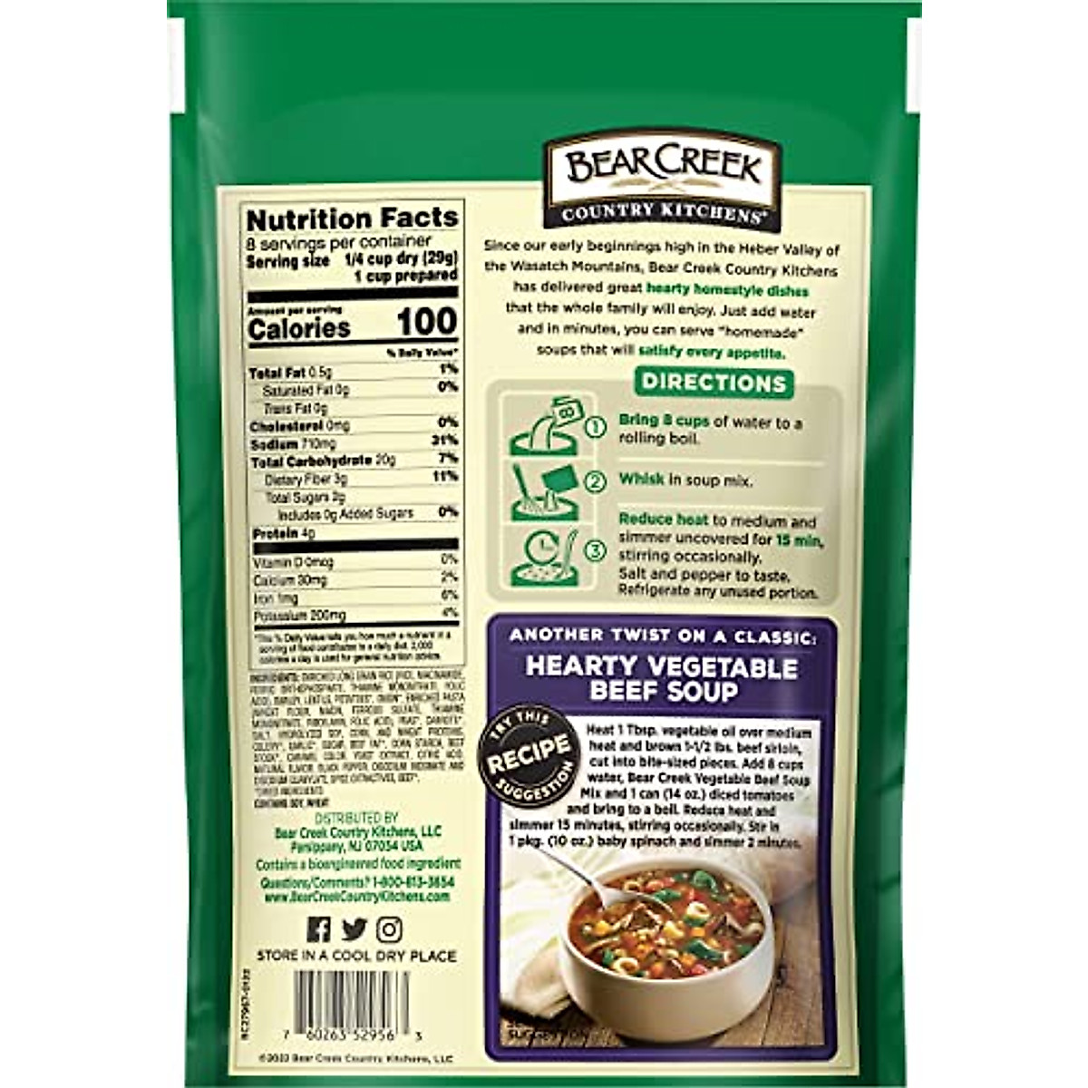 Bear Creek Soup Mix, Vegetable Beef, 8.1 Ounce