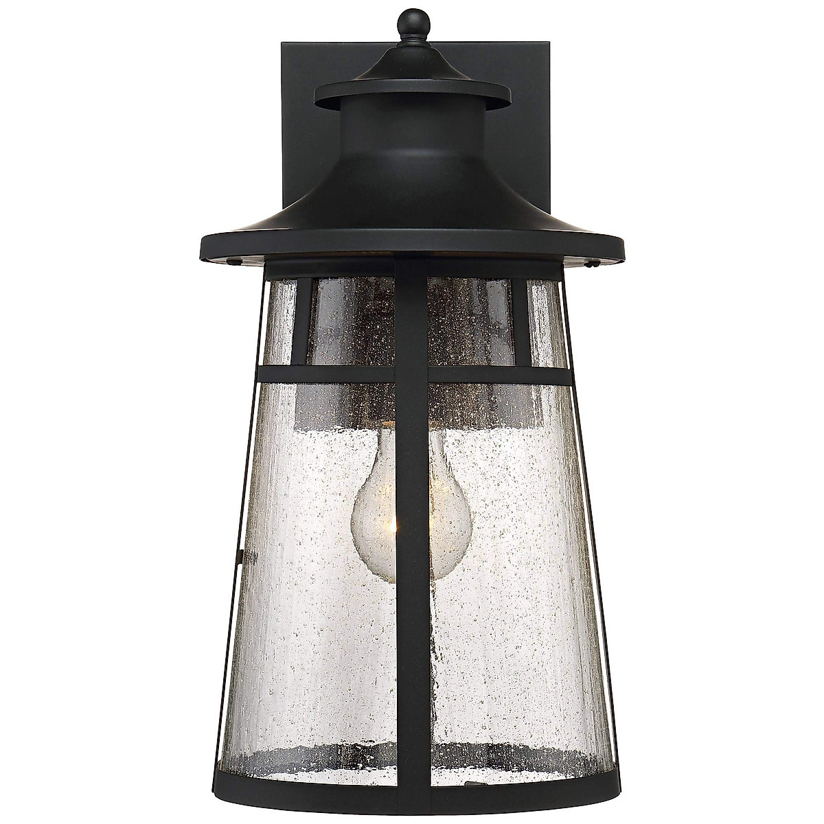 John Timberland Clement Mission Outdoor Wall Light Fixtures Set of 2 Cast Iron Black Metal 15" Clear Seedy Glass for Exterior House Porch Patio Outside Deck Garage Yard Front Door Garden Home