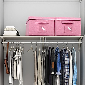 Graciadeco 22.8qt Closet Storage Boxes with Lids Pink Folding Keepsake Storage Bins Stackable Flat Lidded Carboard Storage Contaner for Clothes Barbie Shoes, 2 Pack