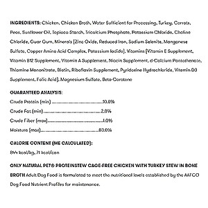 Only Natural Pet Protein Stew - Complete and Balanced Wet Dog Food - Made with Real Meat - Chicken and Turkey 3oz