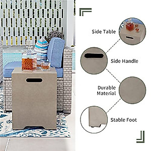 COSIEST 2-Piece Outdoor Propane Firepit Table Set w Tank Table, 40.5-inch Gray Fire Table (50,000 BTU) w 16 inches Tank Cover Side Table 20lb for Garden,Pool,Backyard