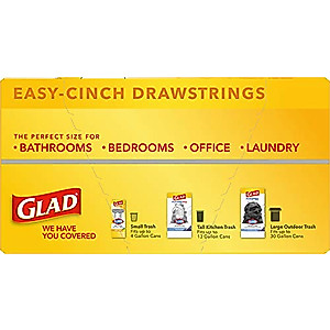 GLAD Small Kitchen Trash Bags, - 4 Gallon Trash Bag for Kitchen, Lemon Fresh Bleach Scent, Odor Eliminator, Leak Protection, 80 Count