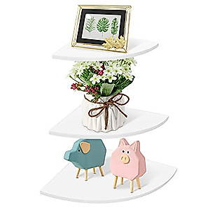3Pcs Wall Mount Floating Corner Shelves Home Furniture Office Decor Storage Rack 90 Degrees Right Angle Corner Floating Corner Bookshelves Organization for Bedroom Living Room Kitchen Bathroom Office