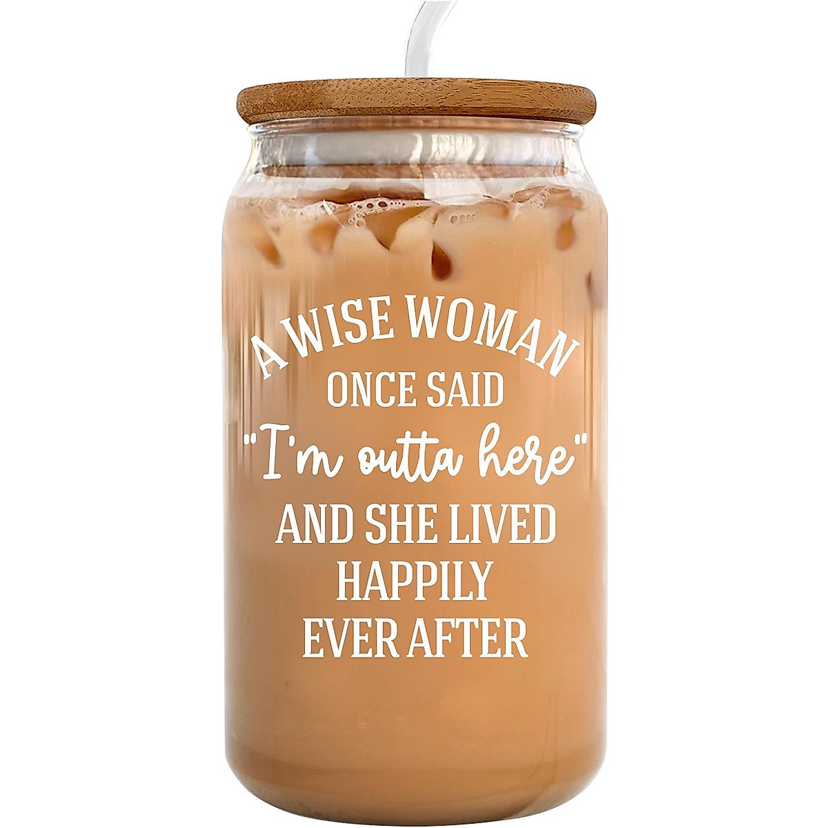 9CLEVER A Wise Woman Once Said I'm Outta Here - Retirement Gifts for Women, Coworker - Retirement Going Away Goodbye - Farewell Gifts for Coworkers, Funny Retirement Gift for Man, 16 Oz Can Glass