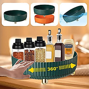 2Pcs Lazy Susan Turntable Organizer, Makeup Perfume Organizer 360 Degree Rotating Non-Skid Rotating Storage Rack 8.6 Inch for Cabinet, Pantry, Kitchen, Countertop, Orange/Green