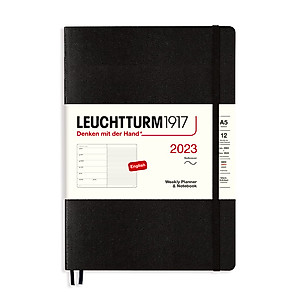 LEUCHTTURM1917 - Weekly Planner & Notebook Softcover Medium (A5) 2023, Black (Jan 1 - Dec 31, 2023)