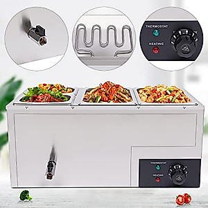 SNKOURIN Commercial Food Warmer,110V 4-Pan Stainless Steel Electric Steam Table Buffet Food Warmer with Temperature Control and Cover,Suitable for Parties,Catering and Restaurants