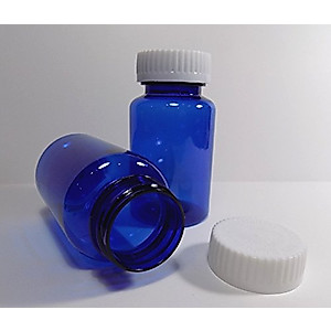 Preferred Vials-Plastic Medical Screw-Top Packer Bottles Wide Mouth Jars Clear Cobalt Blue 5 Ounce 40 Dram Size Package of 25 Units