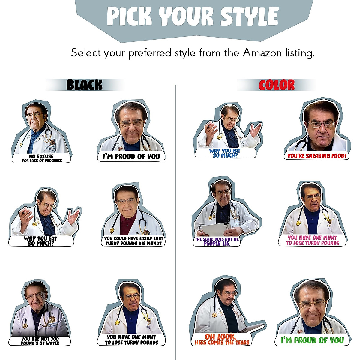 12 Pack Dr Now Magnets, Funny Dr. Nowzaradan Fridge Magnet - 3" × 3" Strong Magnets, Black Text, Motivational Diet Helper - Cute Fun Magnetic Accessories for Refrigerator & Car