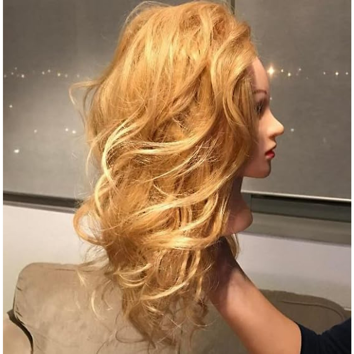 Stancia Mannequin Head Human Hair 50cm, Hair Mannequin 100% Human Hair, Manikin Head Training Doll Head, Cosmetology Mannequin Head for Hairdresser Barber Student (Table Clamp Included)