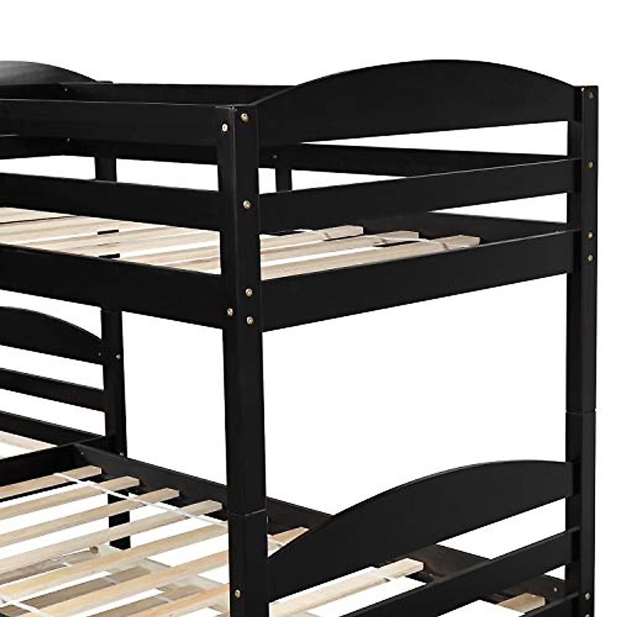 Harper & Bright Designs Quad Bunk Bed with Trundle, L Shaped Bunk Bed for 4 Kids, Wooden Twin Bunk Bed Frame for Kids Teens Adults - Espresso