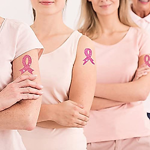 20 Sheets 240 Pcs Breast Cancer Temporary Tattoos Stickers Temporary Pink Ribbon Tattoos Breast Cancer Body Tattoos for Women Girls Face Body Accessories