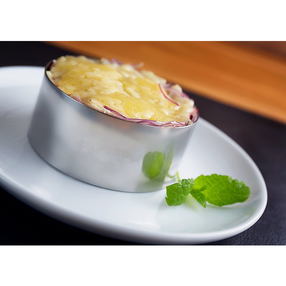 Uncle Jack Professional Stainless Steel Food Tower Presentation Cooking Rings with Food Press-Round Forms(Set of 2)