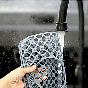 Striludo Silicone Sink Mat,Grey Sink Mat Kitchen Protector for bottom of Farmhouse Stainless Steel or Porcelain Bowl Sink,Rear Drain Kitchen Sink Protector (Grey,13.58 ''x 11.6 '')