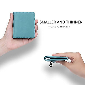 Alldaily Women's RFID Blocking Small Compact Bifold Pocket Wallet Ladies Mini Purse with ID Window (Purist Blue)