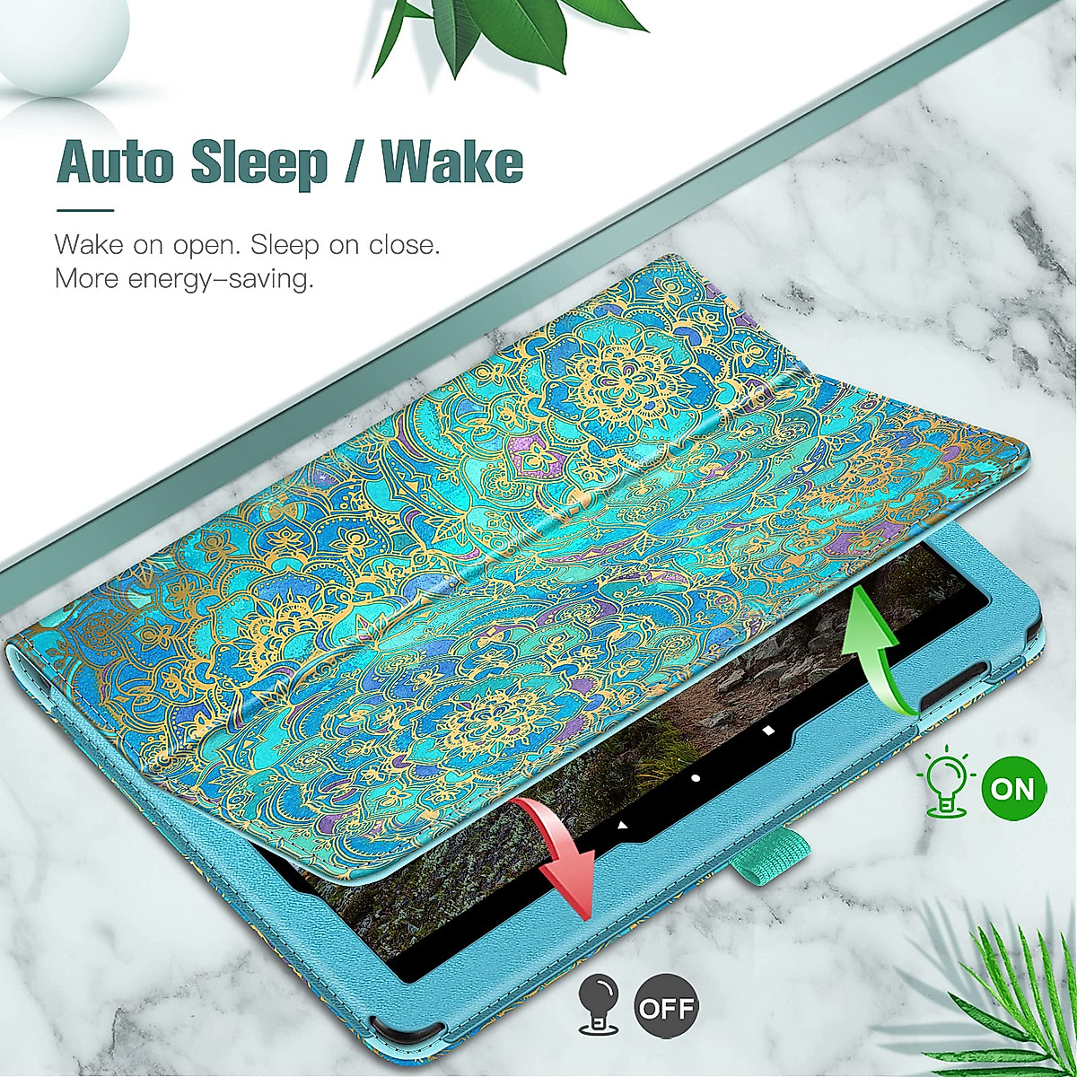 Fintie Folio Case for All-New Amazon Fire HD 10 and Fire HD 10 Plus Tablet (Only Compatible with 11th Generation 2021 Release) - Slim Fit Standing Cover with Auto Sleep/Wake, Shades of Blue