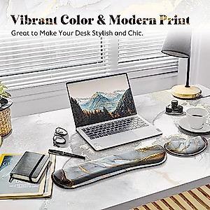 Gimars Upgrade Enlarge Gel Memory Foam Set Keyboard Wrist Rest Pad, Comfortable Ergonomic Design for Easy Typing Pain Relief, Firm Mouse Wrist Cushion Support for Office, Computer, Laptop, Mac