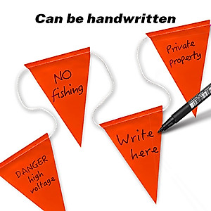 NACARUM Fluorescent Orange OSHA Perimeter Marking Flags (102FT string) Warn of hazardous areas, traffic control.Marking construction sites, scaffolding, sporting events, private property.