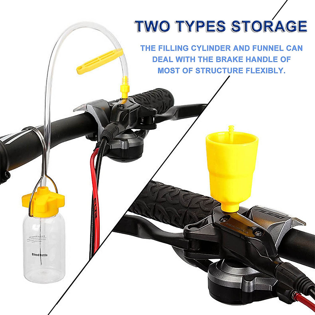 COOLWHEEL Bicycle Brake Bleed Kit - Mountain Bike Hydraulic Disc Brake DOT and Mineral Oil Bleeder MTB Bikes Repair Tool Set for AVID Formula Hanyes Echo Shimano Tekro HS33 Magura Nutt