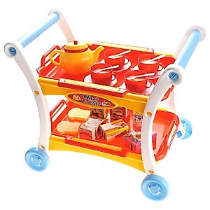 PowerTRC Afternoon Tea Time Trolley Cart Pretend Play Set for Tea Party