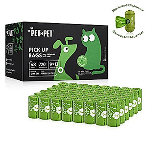 Pet N Pet Doggie Poop Bags, Thick Dog Poop Bag Rolls, Unscented Dog Bags for Poop, 720 Counts Dog Waste Bag, Doggie Poop Bags, Doggie Bags, 38% Plant Based & 62% PE Poop Bags For Dogs